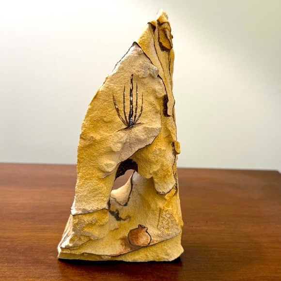 Estate | Art | Native Natural Sand Stone Free Form With Art Work Signed ...